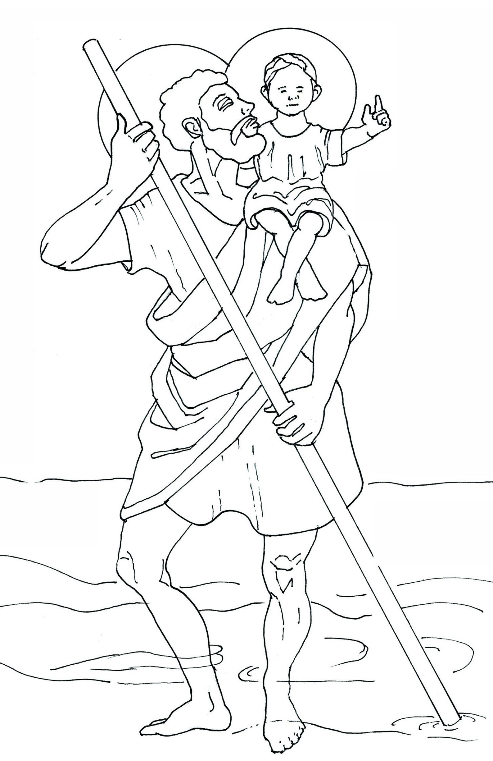 St Christopher Coloring Page St. Christopher Patron Saint of Travelers ...