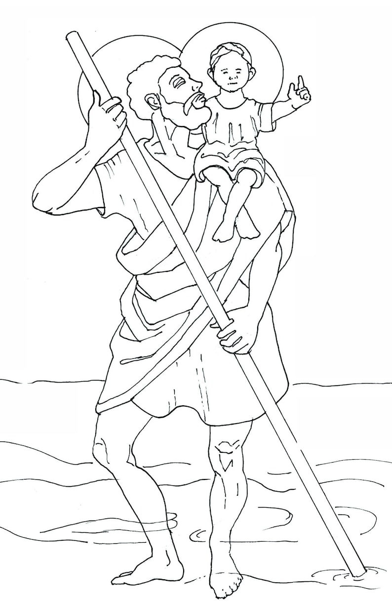 St Christopher Coloring Page St. Christopher Patron Saint of Travelers ...