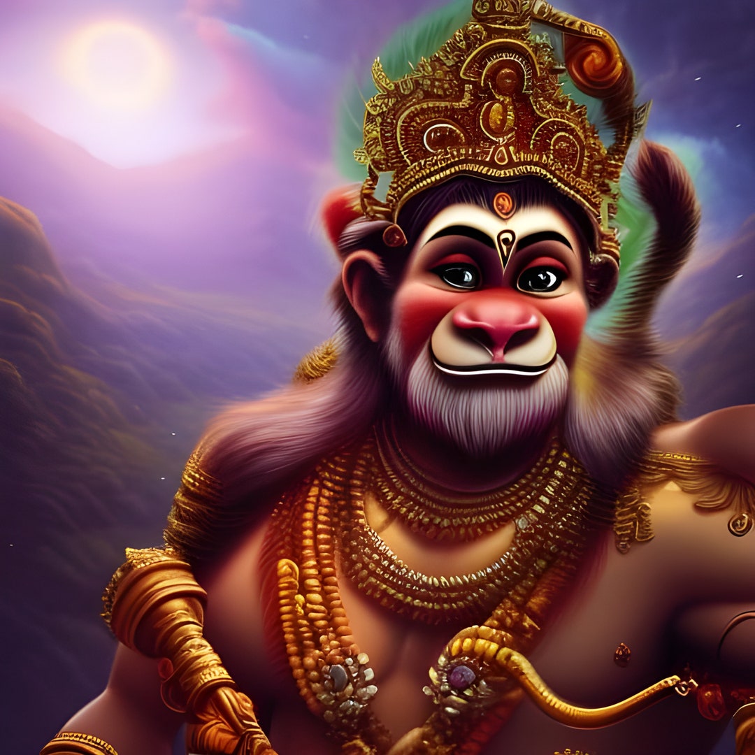 E.J. Gold - Hanuman Takes a Selfie - Generative Content - Etsy
