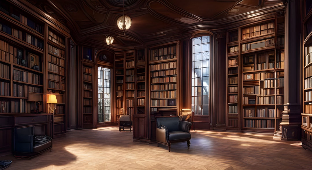 Private Library 04 Background - E.J. Gold - Generative Content - Etsy