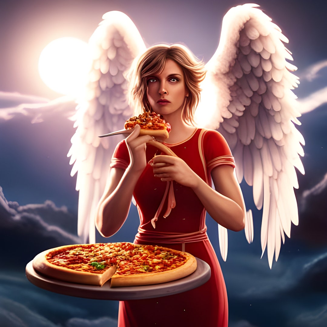 E.J. Gold "angel Eating Pizza" - Genuine Generative Content - Etsy