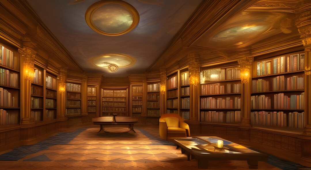 Private Library 02 Backdrop - E.J. Gold - Generative Content - Etsy