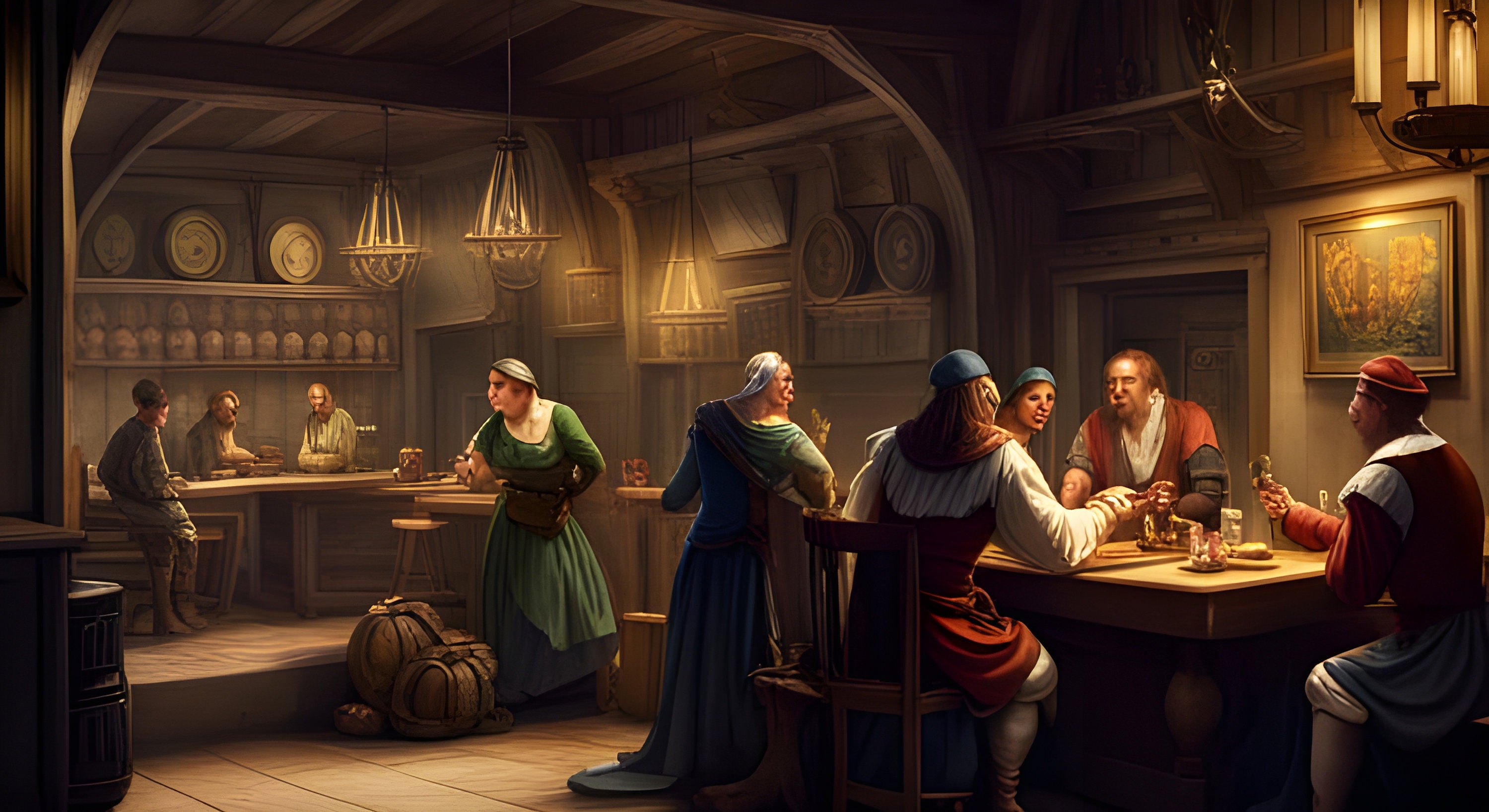 17th Century Tavern -- Interior View, Large Printable Download - Etsy