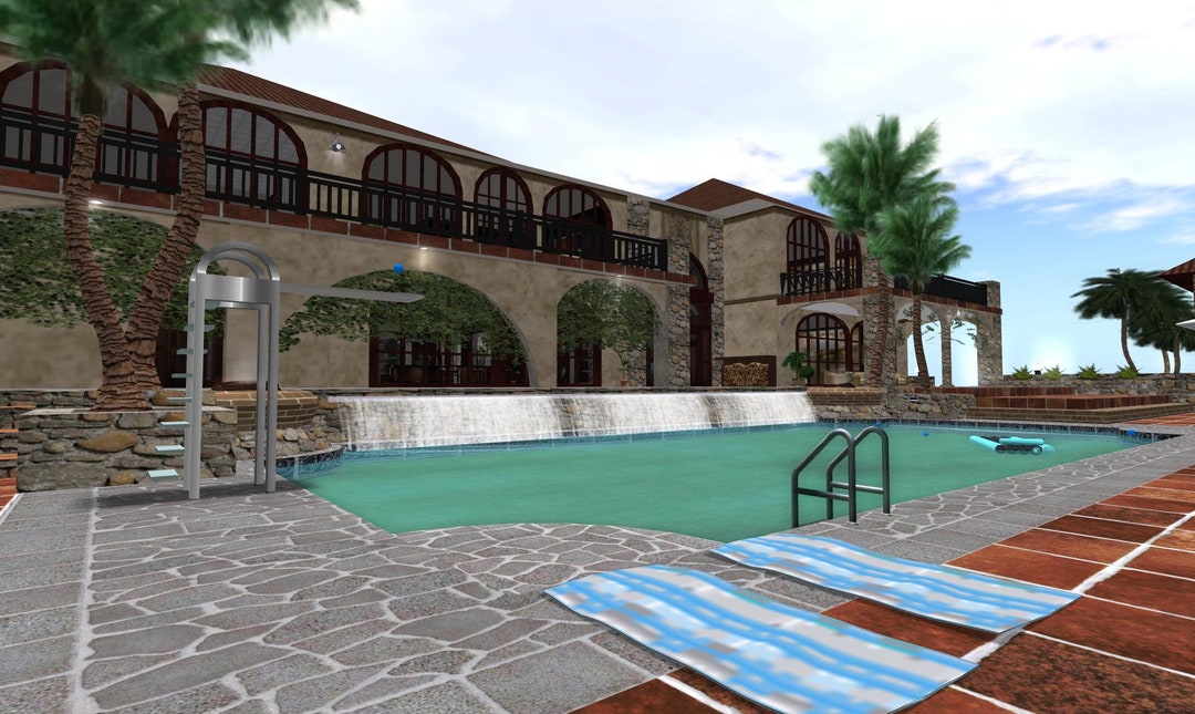 Rockwell Mansion Poolside Zoom 5 Backdrops - Etsy