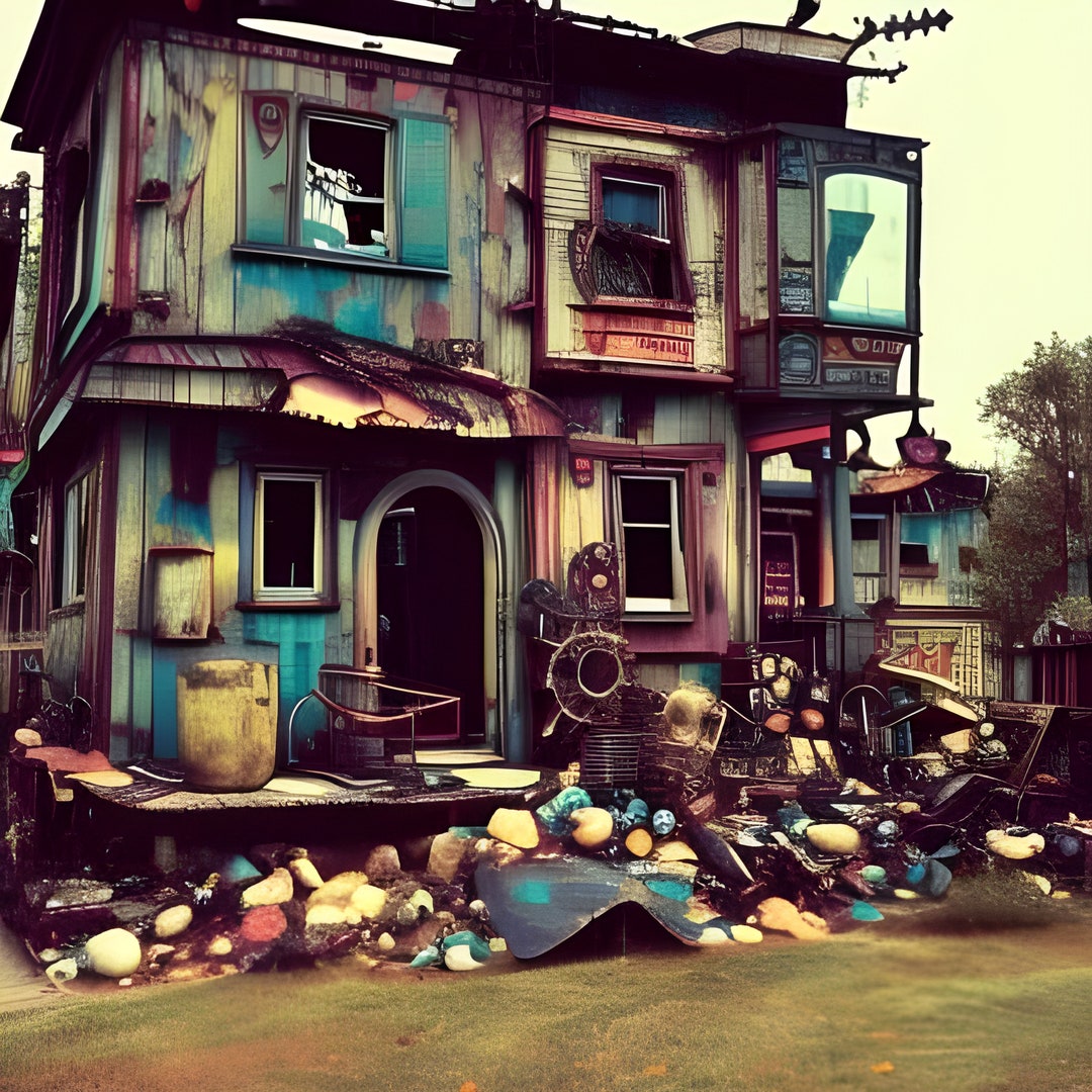 Another Funky House With Junkyard All Around - Generative Content - Etsy