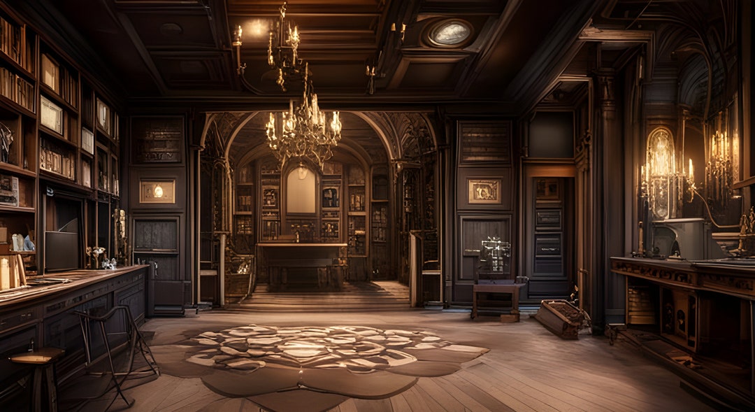 Alchemist's Studio 01 - E.J. Gold Backdrop - Generative Content - Etsy
