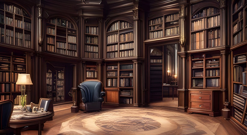 Private Library 03 Backdrop by E.J. Gold -- Generative Content - Etsy