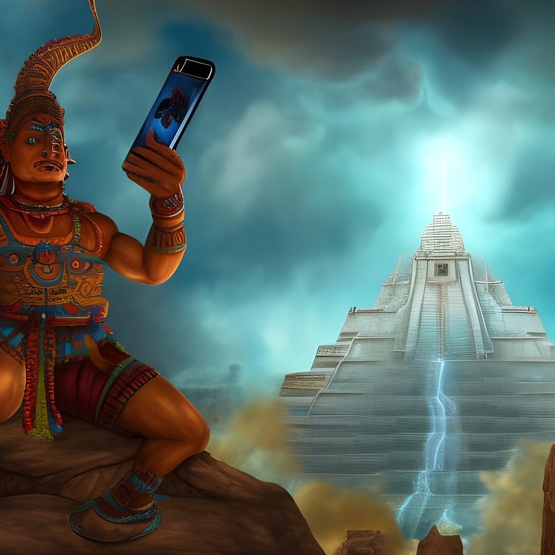 Aztec God Takes a Selfie - Generative Content - Etsy