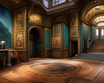 Alchemist's Studio 01 - E.J. Gold Backdrop - Generative Content - Etsy