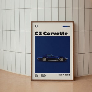 Digital Download Mid-century Chevrolet Inspired Corvette Poster ...