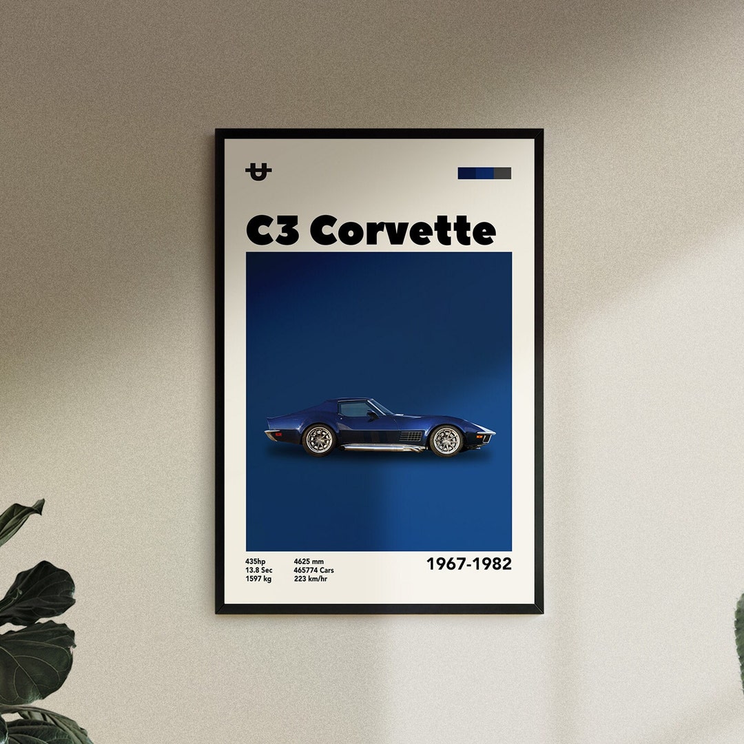Digital Download Mid-century Chevrolet Inspired Corvette Poster ...
