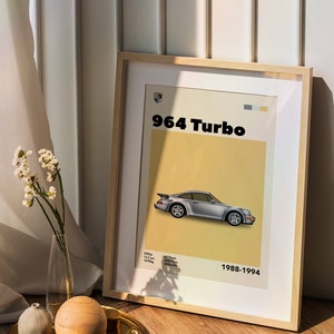 Mid-century Porsche 964 Turbo Inspired Poster for Car Enthusiasts - Etsy