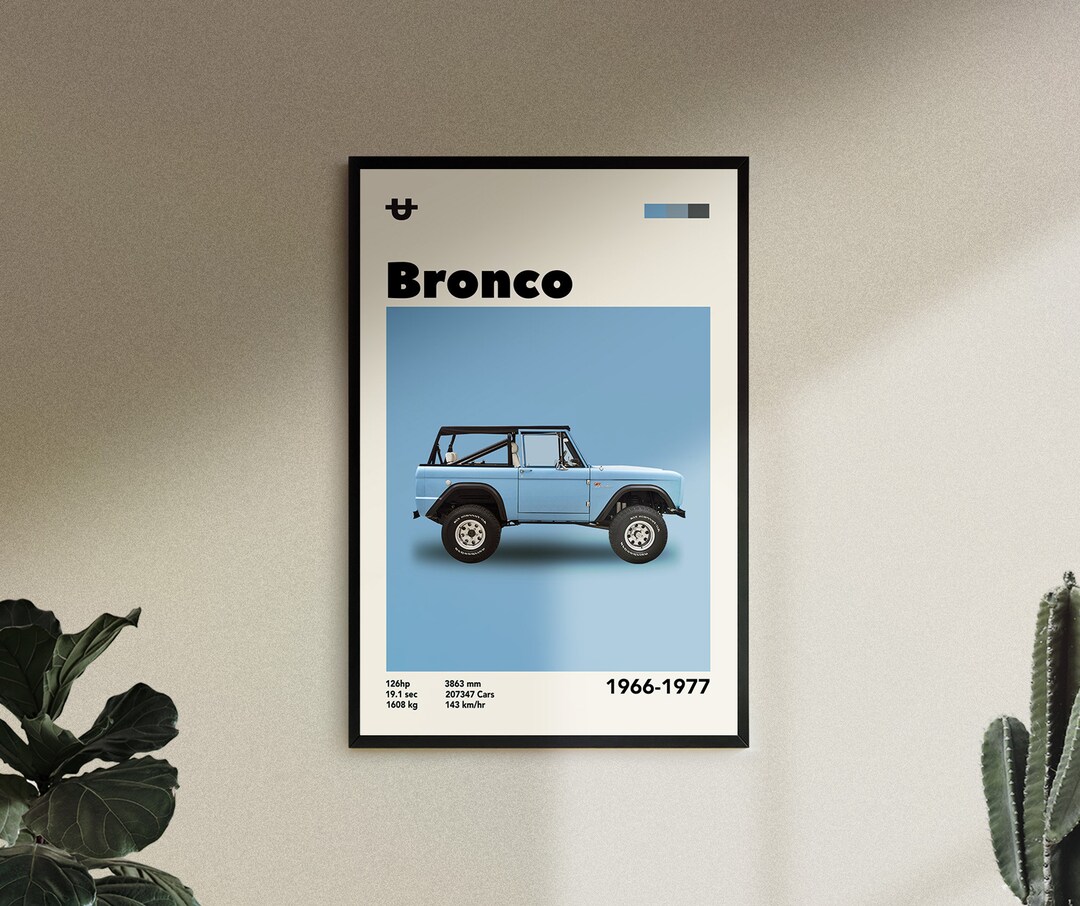 Mid-century Ford Bronco Poster: Retro Car Wall Art (digital Download ...