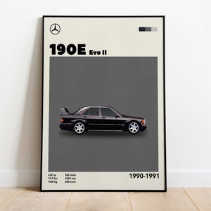 Mid-century Mercedes 190e Evo II Inspired Poster | Digital Download ...