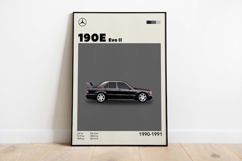 Mid-century Mercedes 190e Evo II Inspired Poster - Etsy
