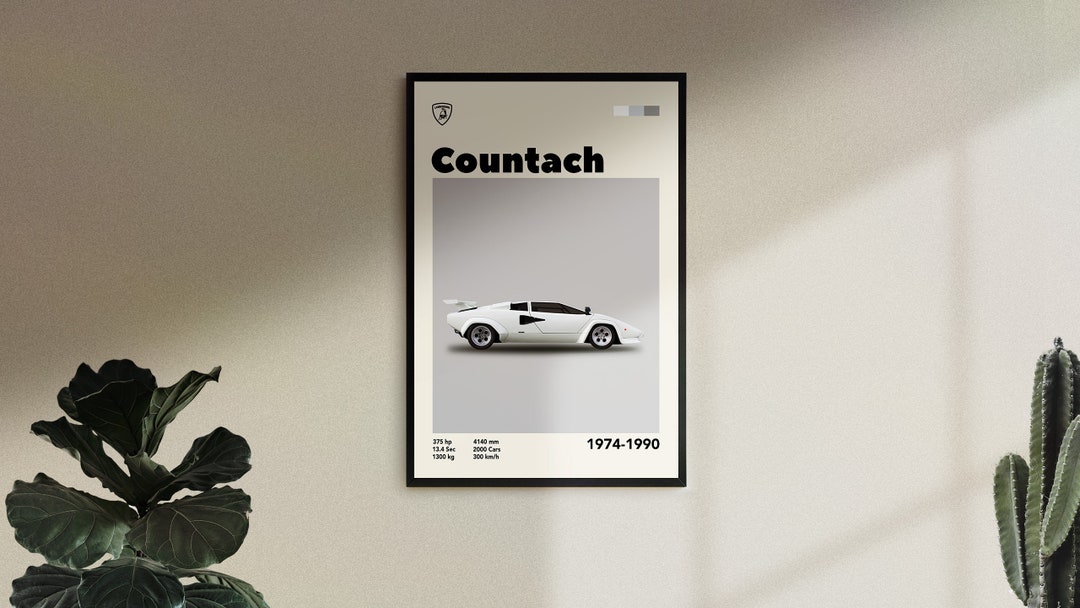 Mid-century Lamborghini Countach Poster Car Print, Birthday, Wall Print ...