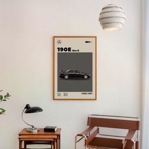 Mid-century Mercedes 190e Evo II Inspired Poster | Digital Download | Bauhaus Design - Etsy