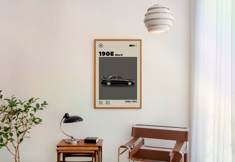 Mid-century Mercedes 190e Evo II Inspired Poster - Etsy