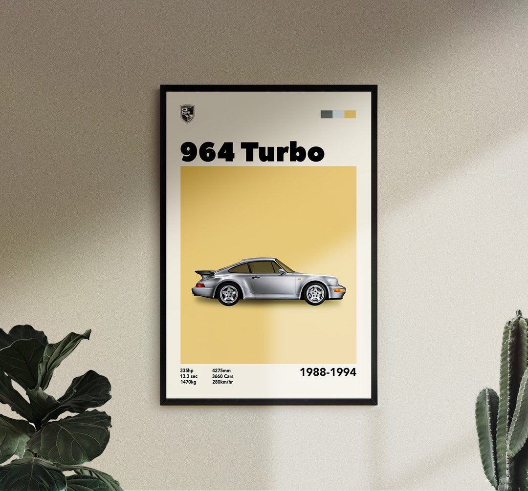Mid-century Porsche 964 Turbo Inspired Poster for Car Enthusiasts - Etsy