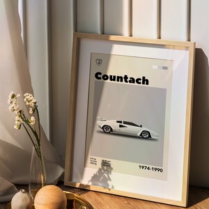 Mid-century Lamborghini Countach Poster Car Print, Birthday, Wall Print ...