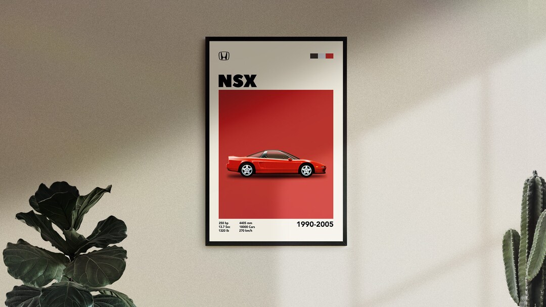 Mid-century Honda/acura NSX Poster Car Print, Birthday, Wall Print ...
