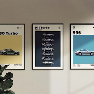 Set of 3 Porsche 911 Turbo Posters 930 996 Evo Posters Set - Etsy