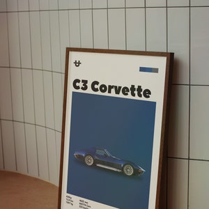 Set of 3 American Car Posters, Corvette, Bronco, and Mustang Posters ...