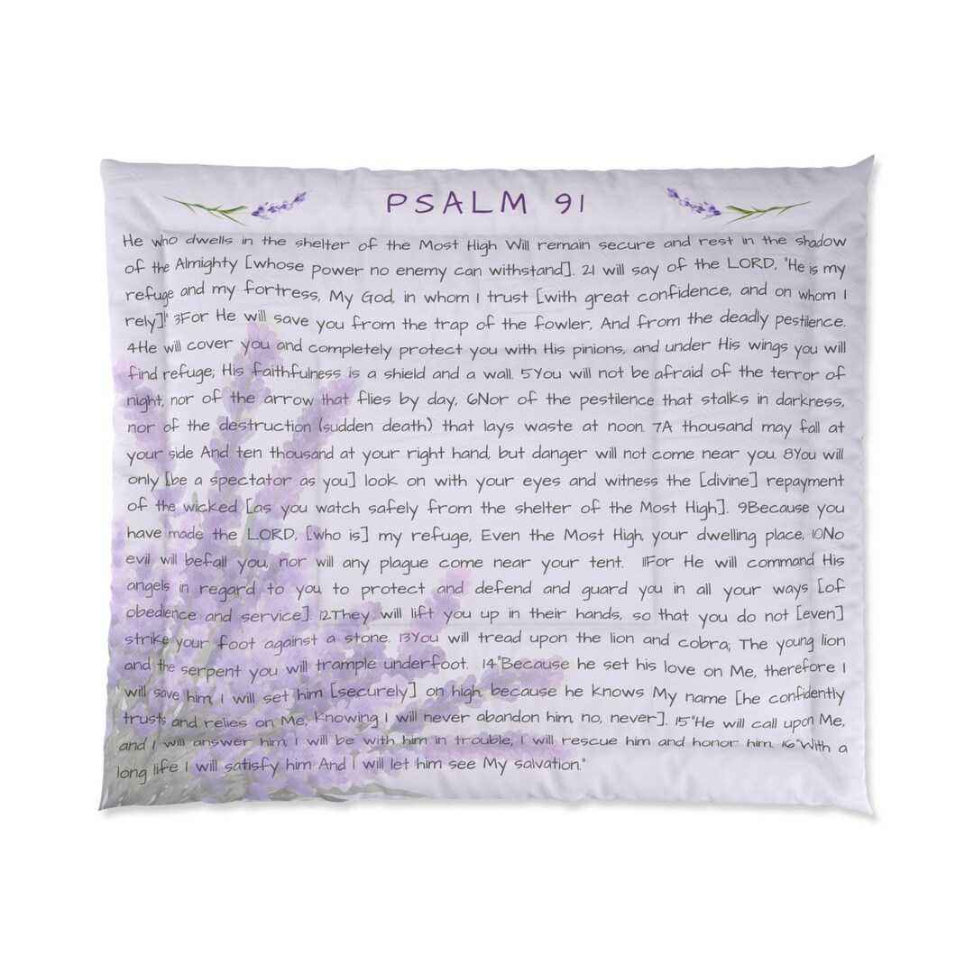 Lavender Psalm 91 Scripture Comforter | Bible Verse Bedding, Faith ...
