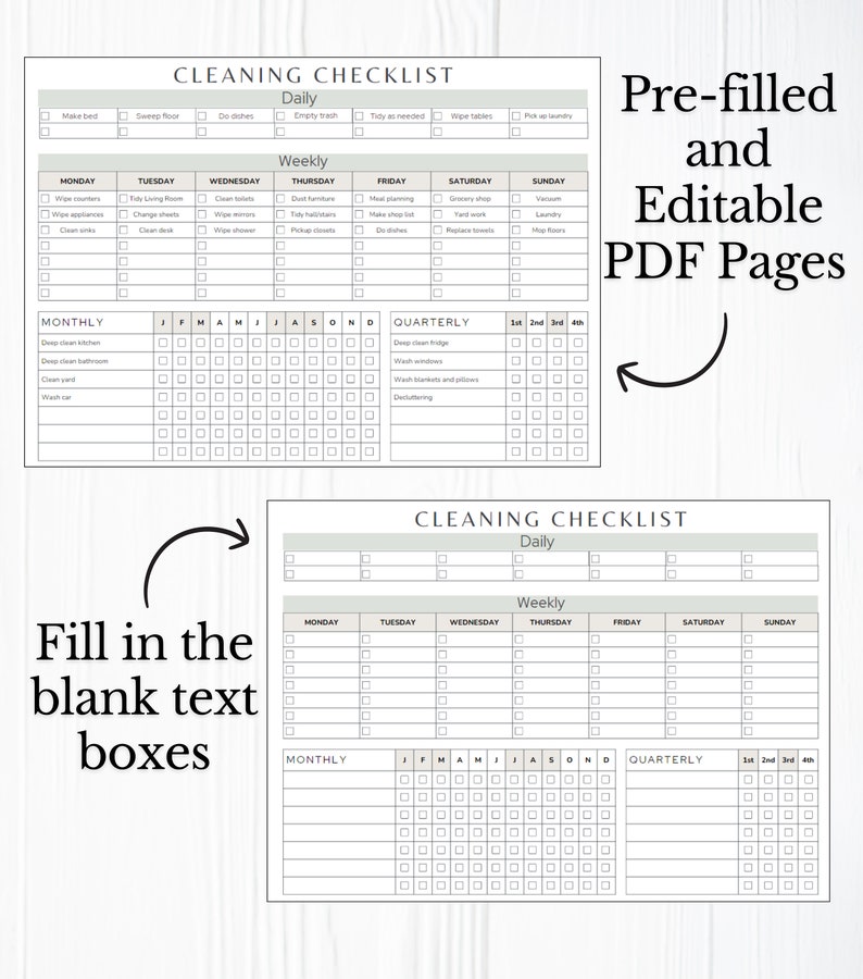 Editable Cleaning Checklist Schedule, ADHD Cleaning List, Household ...