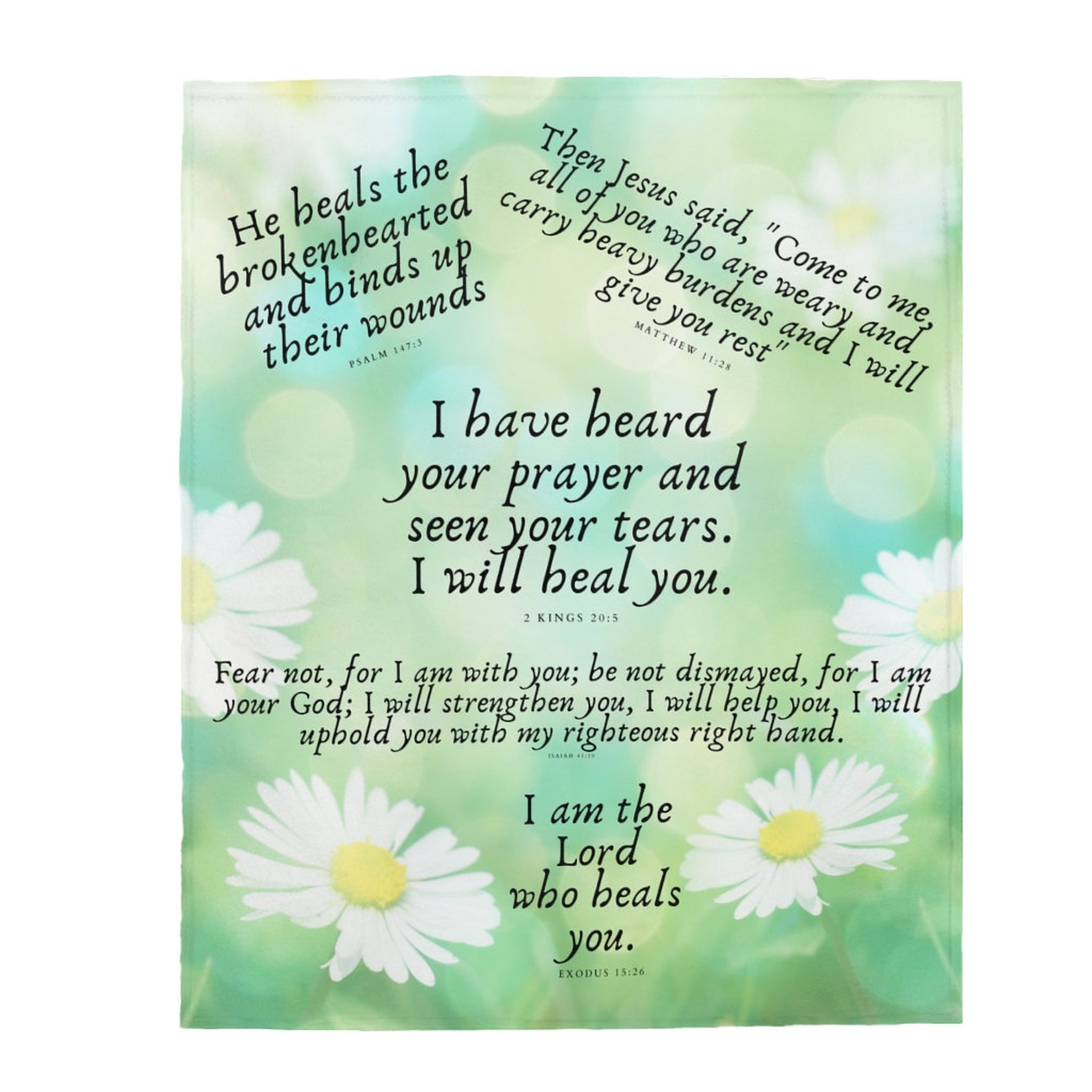 Daisy Spring Healing Scriptures Prayer Bible Verse Throw Blanket ...