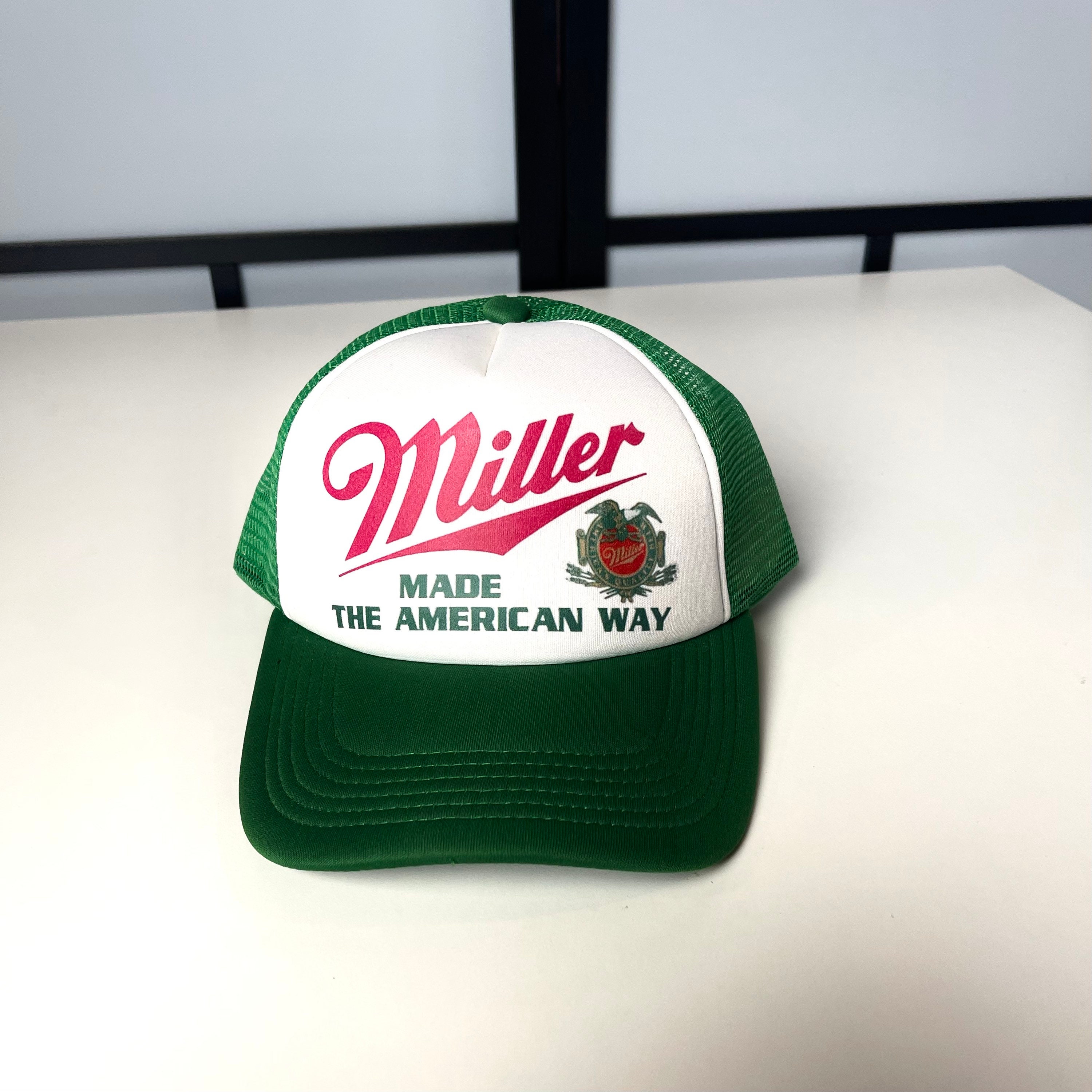 Miller Beer Trucker Hat Mesh Hat Snap Back Hat Dark Green New - Etsy