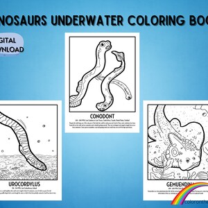 Dinosaurs Underwater Coloring Book - Etsy