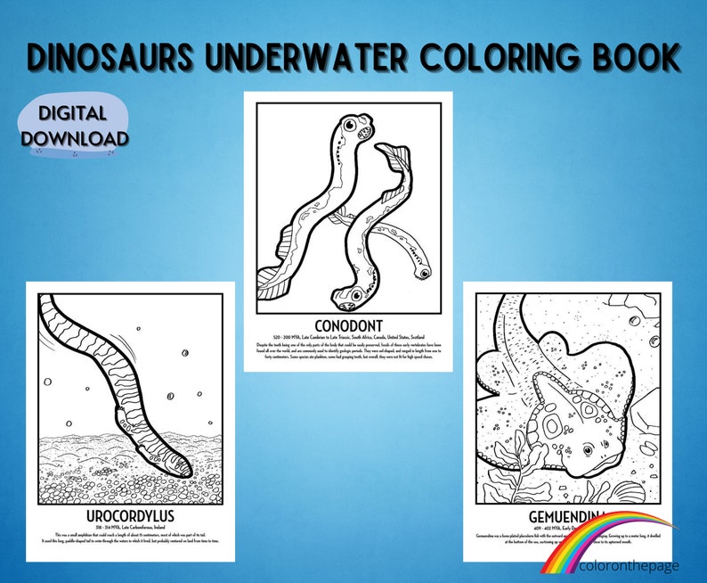 Dinosaurs Underwater Coloring Book - Etsy