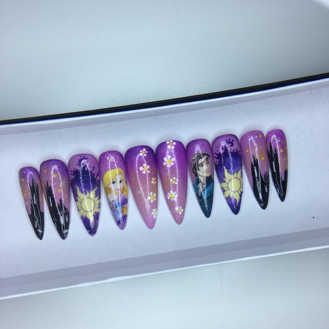 Custom Press on Nails Disney Princess Tangled False Nails - Etsy