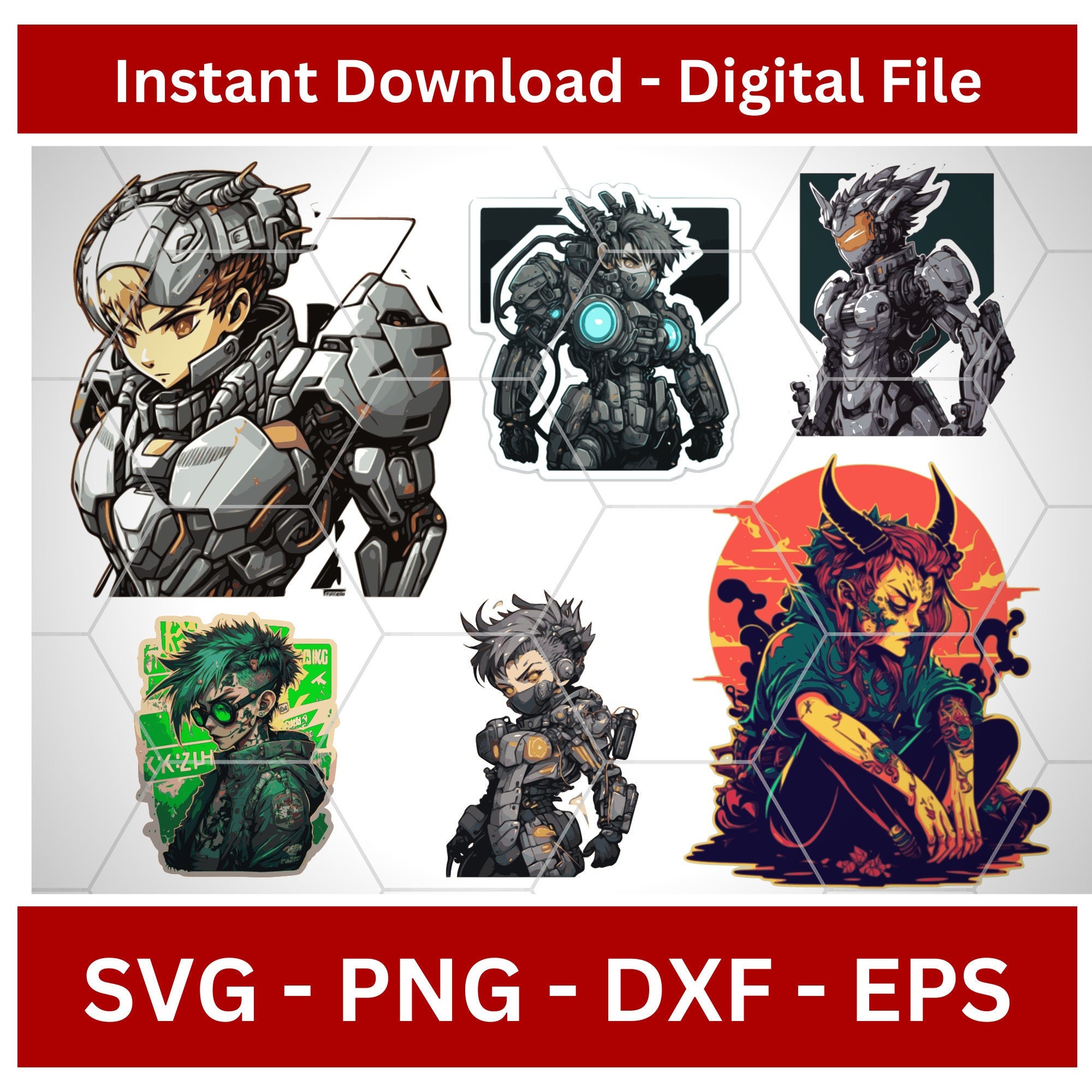 Cyberpunk Characters 20 Pack Bundle SVG Digital Download, Clipart ...