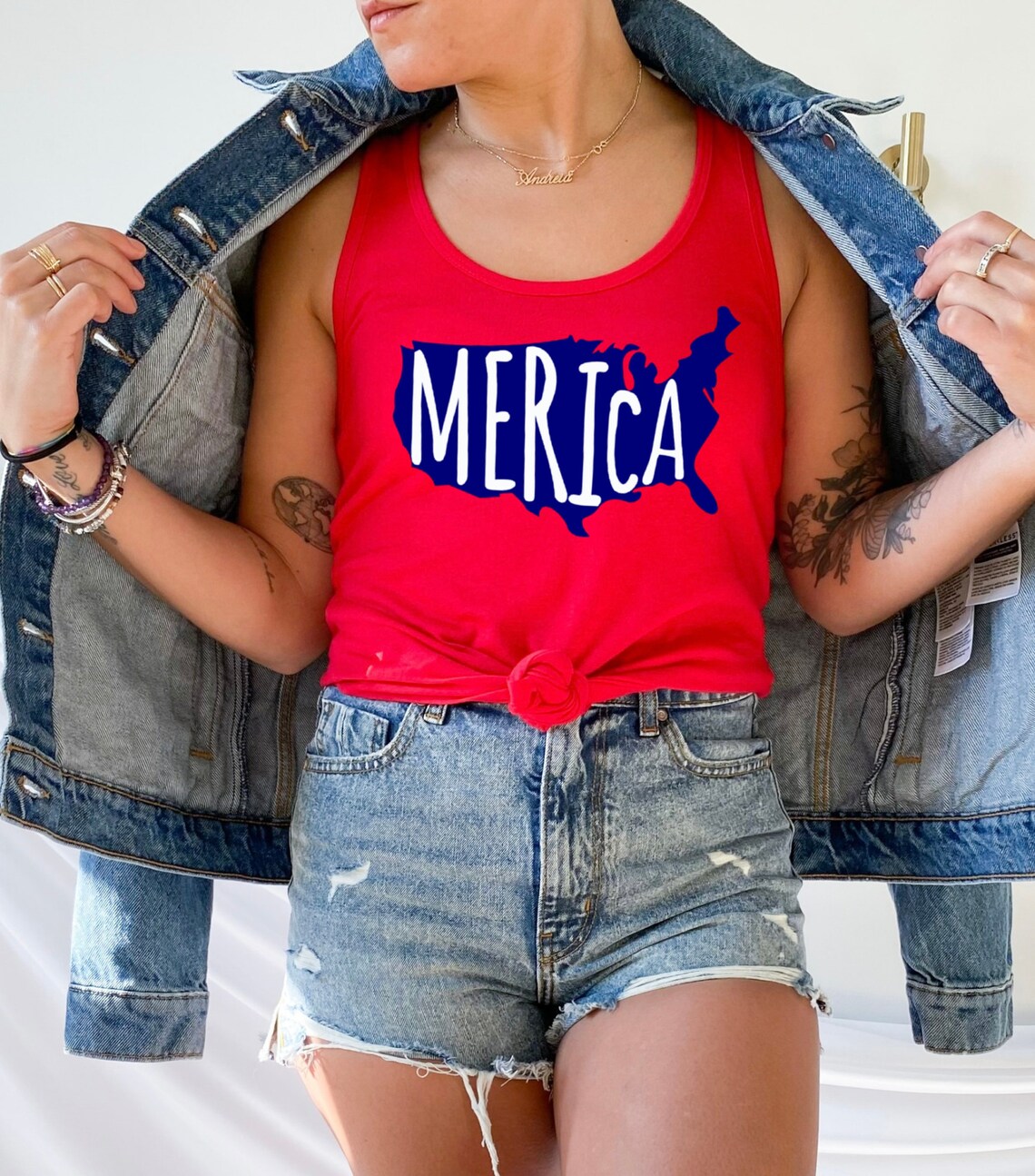 Merica Tank Top USA Map Tank 4th of July Tank Top Fourth of - Etsy