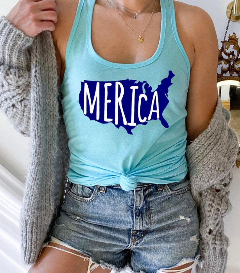 Merica Tank Top USA Map Tank 4th of July Tank Top Fourth of - Etsy