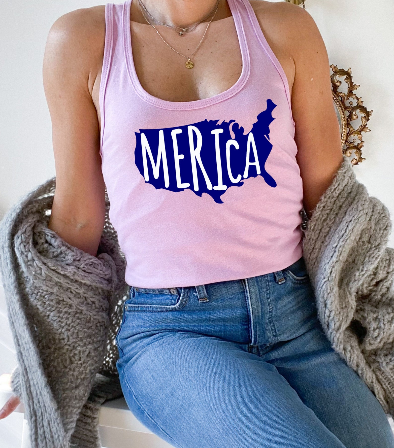 Merica Tank Top USA Map Tank 4th of July Tank Top Fourth of - Etsy
