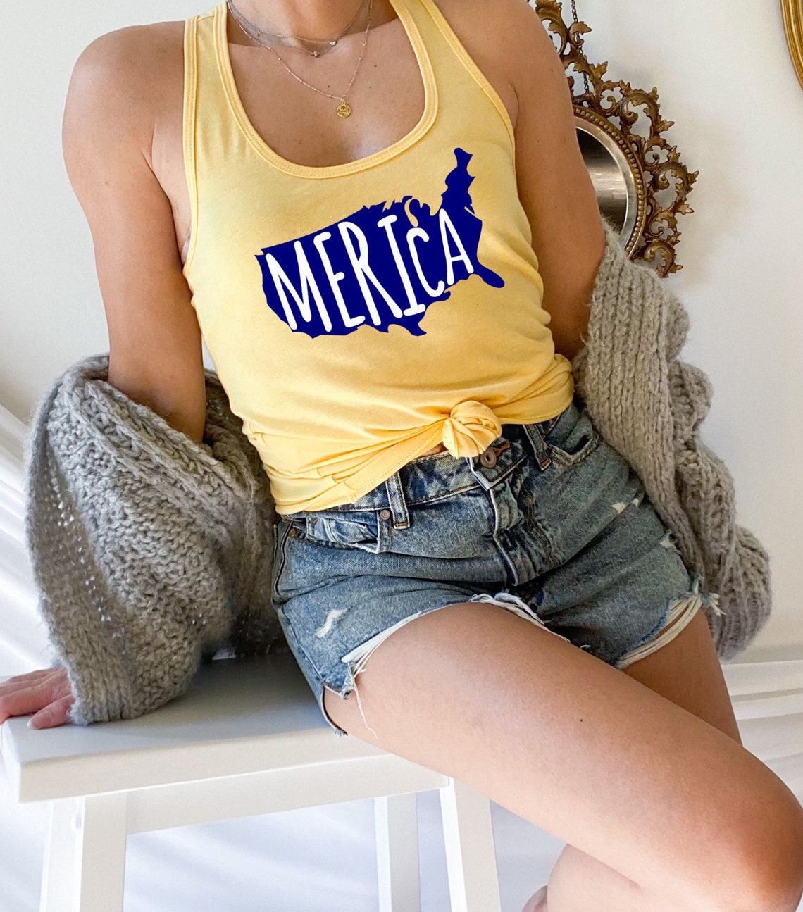 Merica Tank Top USA Map Tank 4th of July Tank Top Fourth of - Etsy