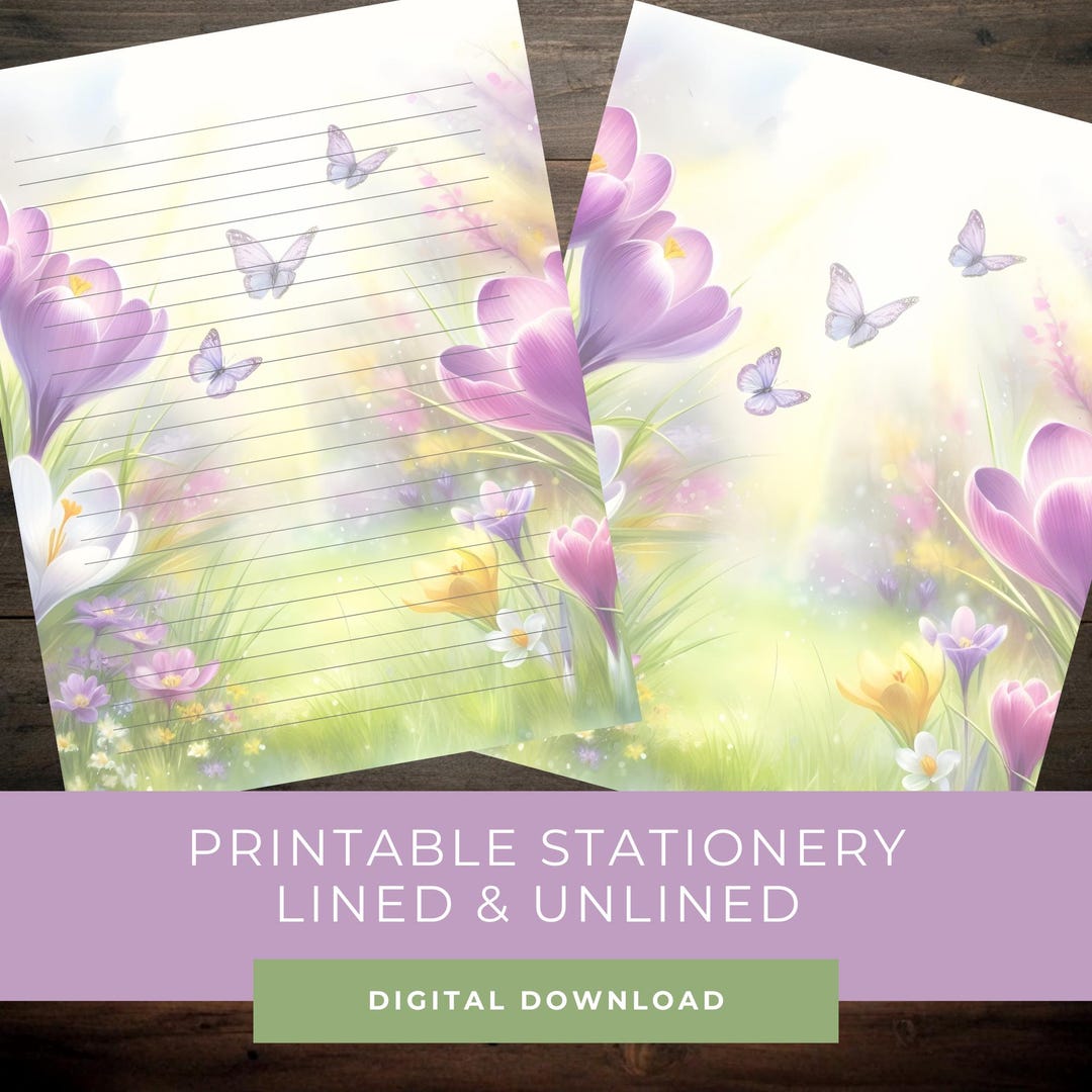 Spring Flower Garden Printable Stationery | US Letter Size and DIN A4 ...