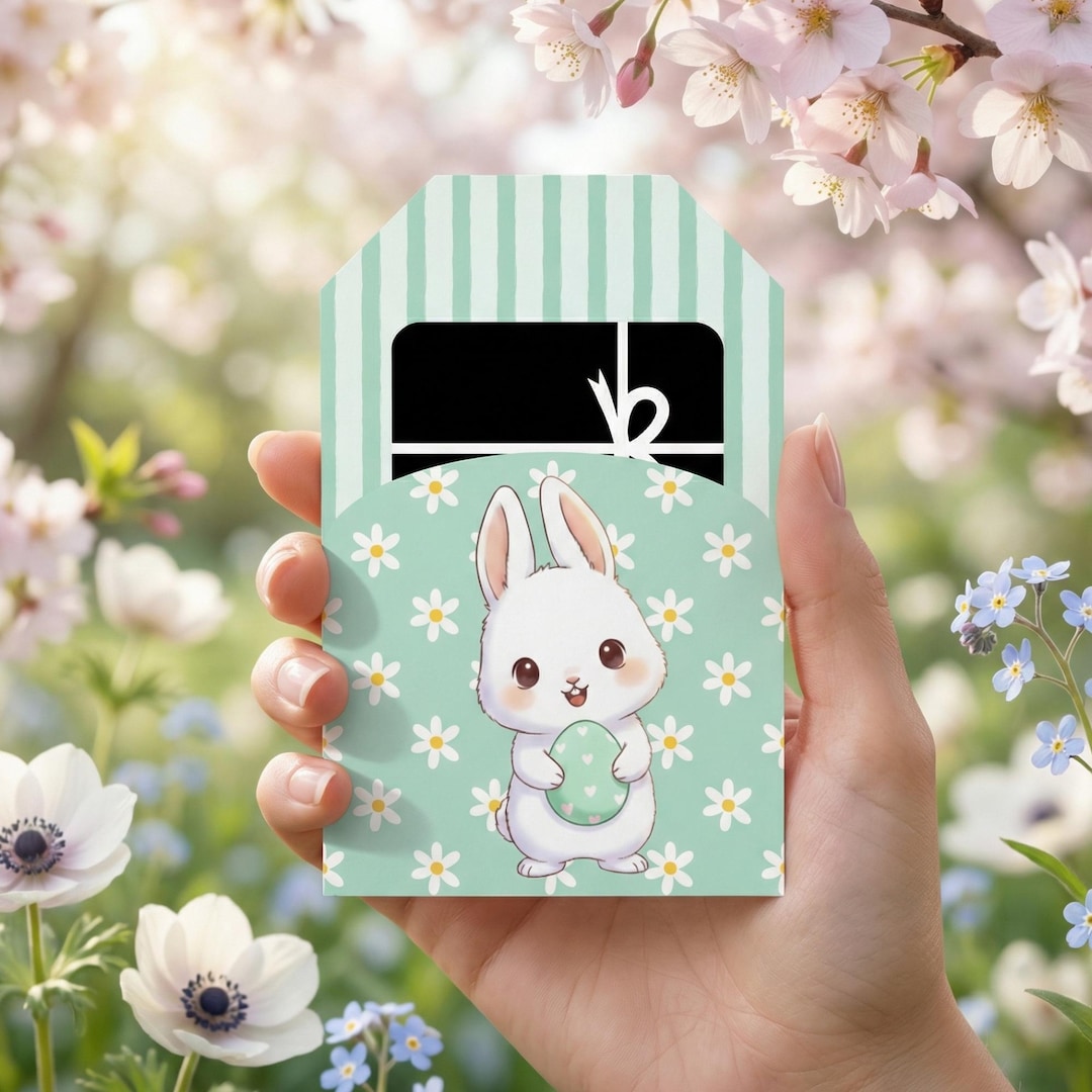 Printable Gift Card Holder Cute Easter Bunny | Junk Journal Ephemera ...