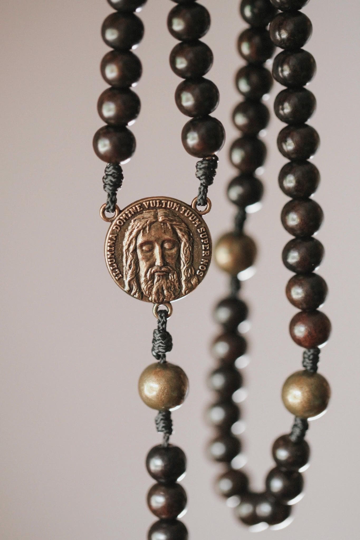 Tiger Ebony Wood Rosary - Holy Face of Jesus Rosary - Handmade Rosary ...
