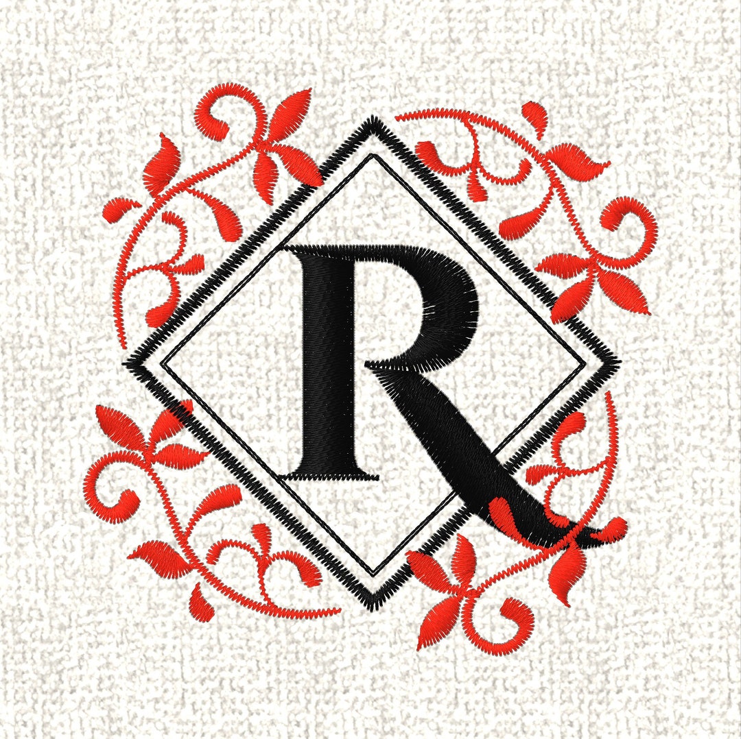 R Monogram Embroidery Design - Etsy