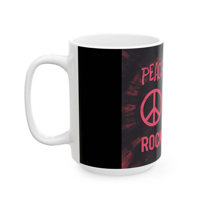 Rock 'n' Roll Ceramic Mug With Peace & Love Design, Perfect Gift for ...