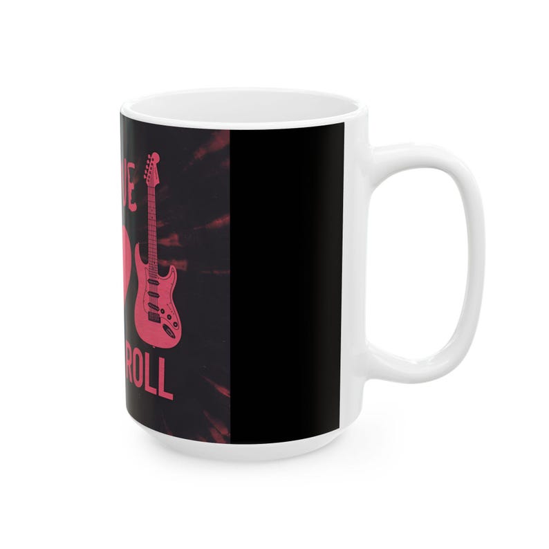 Rock 'n' Roll Ceramic Mug With Peace & Love Design, Perfect Gift for ...