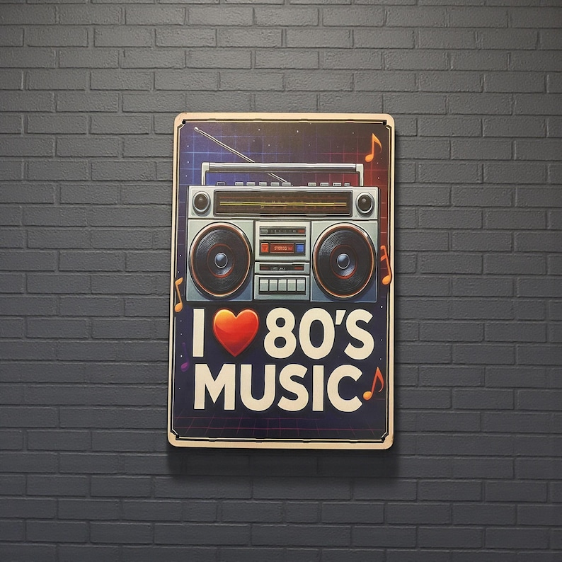 I Love 80s Music Retro Music Sign - Etsy