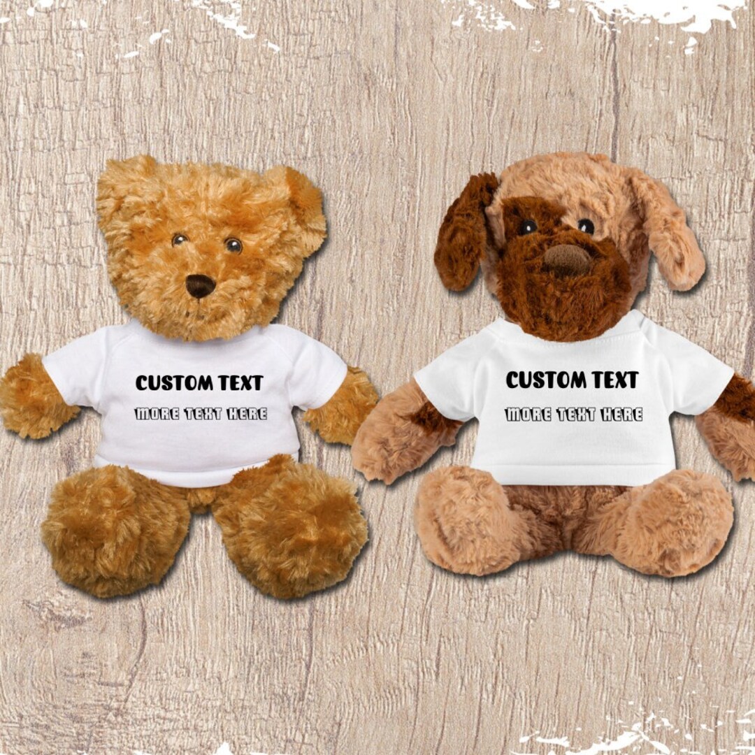 Custom Stuffed Teddy Bear, Personalized Stuffed Dog, Custom 14 Inches ...