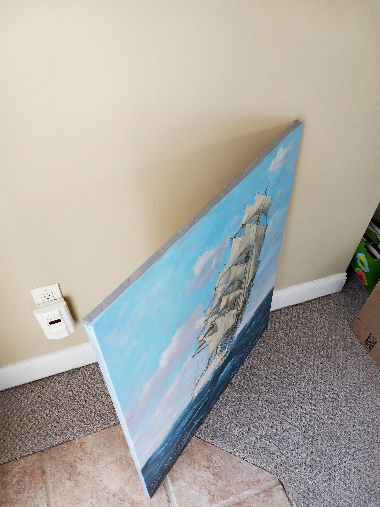 Large Seascape Sailboat Oil Painting on Canvas 30x35" Original Painting ...