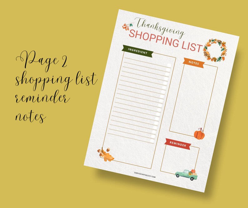 Thanksgiving Meal Planner Printable PDF Printables Holiday Dinner ...