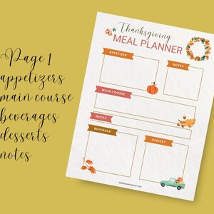 Thanksgiving Meal Planner Printable PDF Printables Holiday Dinner ...